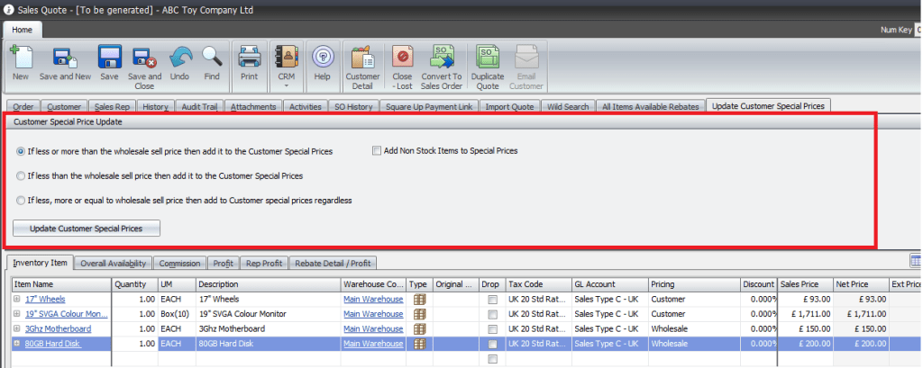 Update Customer Special Prices in Quote Order – CRM Software ...