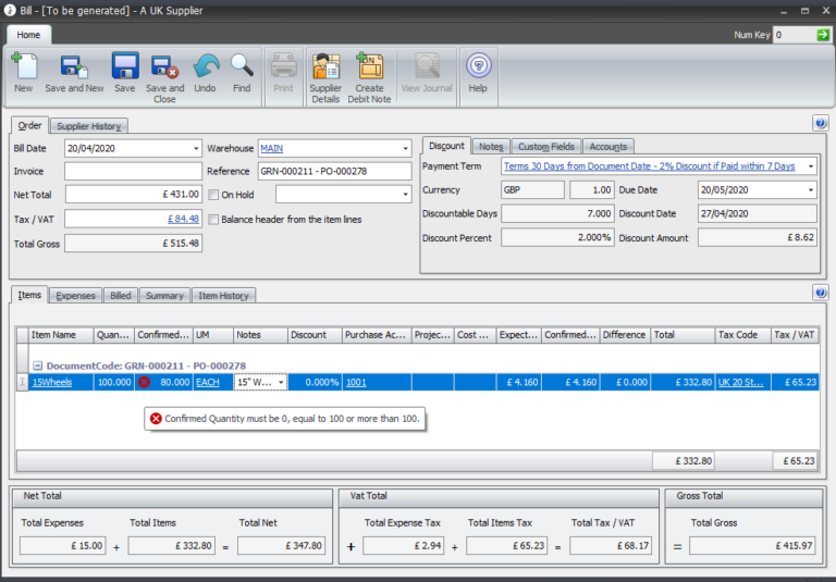 Part Billing a GRN Line Quantity – CRM Software | Accounting Software ...