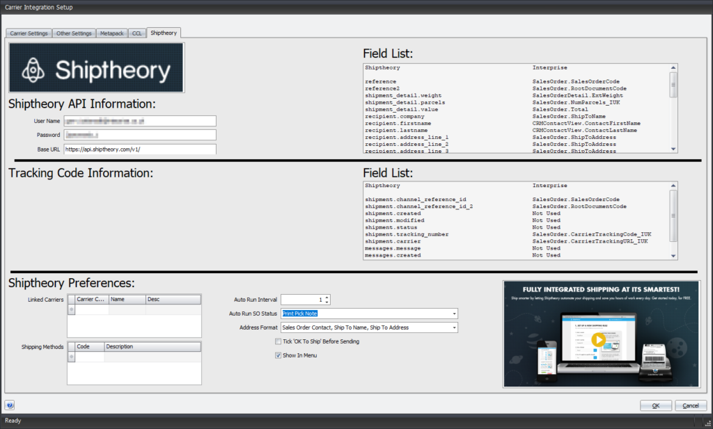 Carrier Integration – Shiptheory setup – CRM Software | Accounting ...
